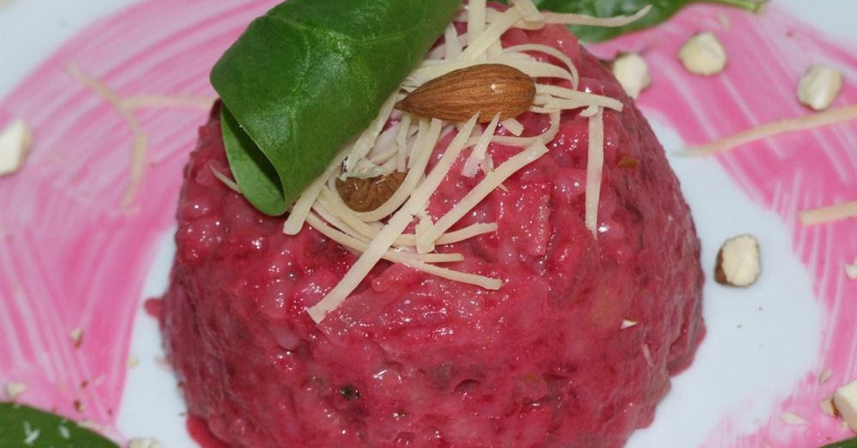 Pērļu grūbu risoto jeb gruboto ar bietēm un bumbieriem