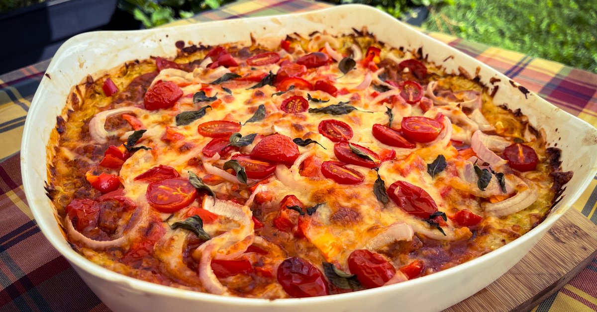 Kabaču picas sacepums ar malto gaļu un sieru