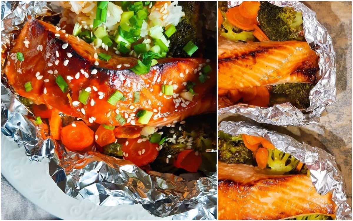 Krāsnī cepta foreles fileja ar dārzeņiem un mērcīti